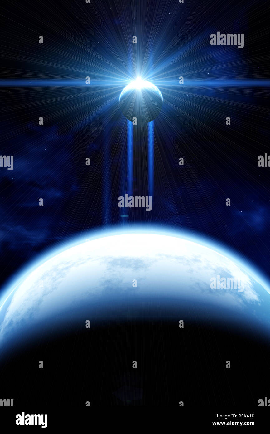 A beautiful space scene with planets and nebula Stock Photo - Alamy