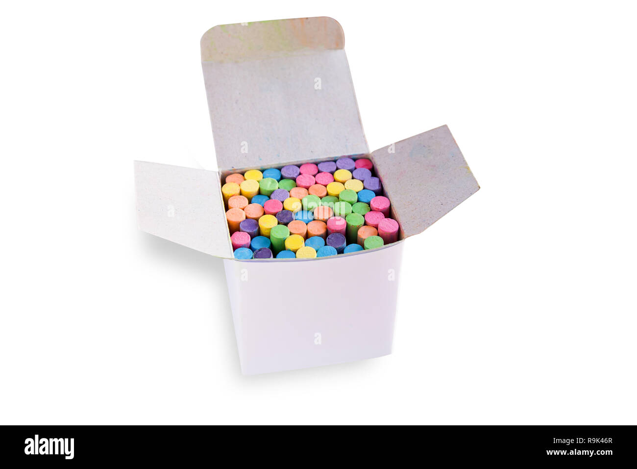 Colorful chalk in a blank cardboard box, Box of chalk for design ...