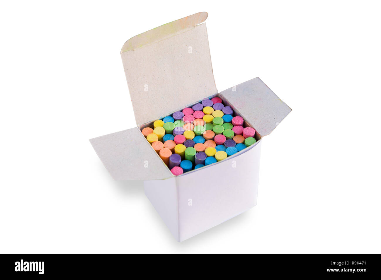 Colorful chalk in a blank cardboard box, Box of chalk for design ...
