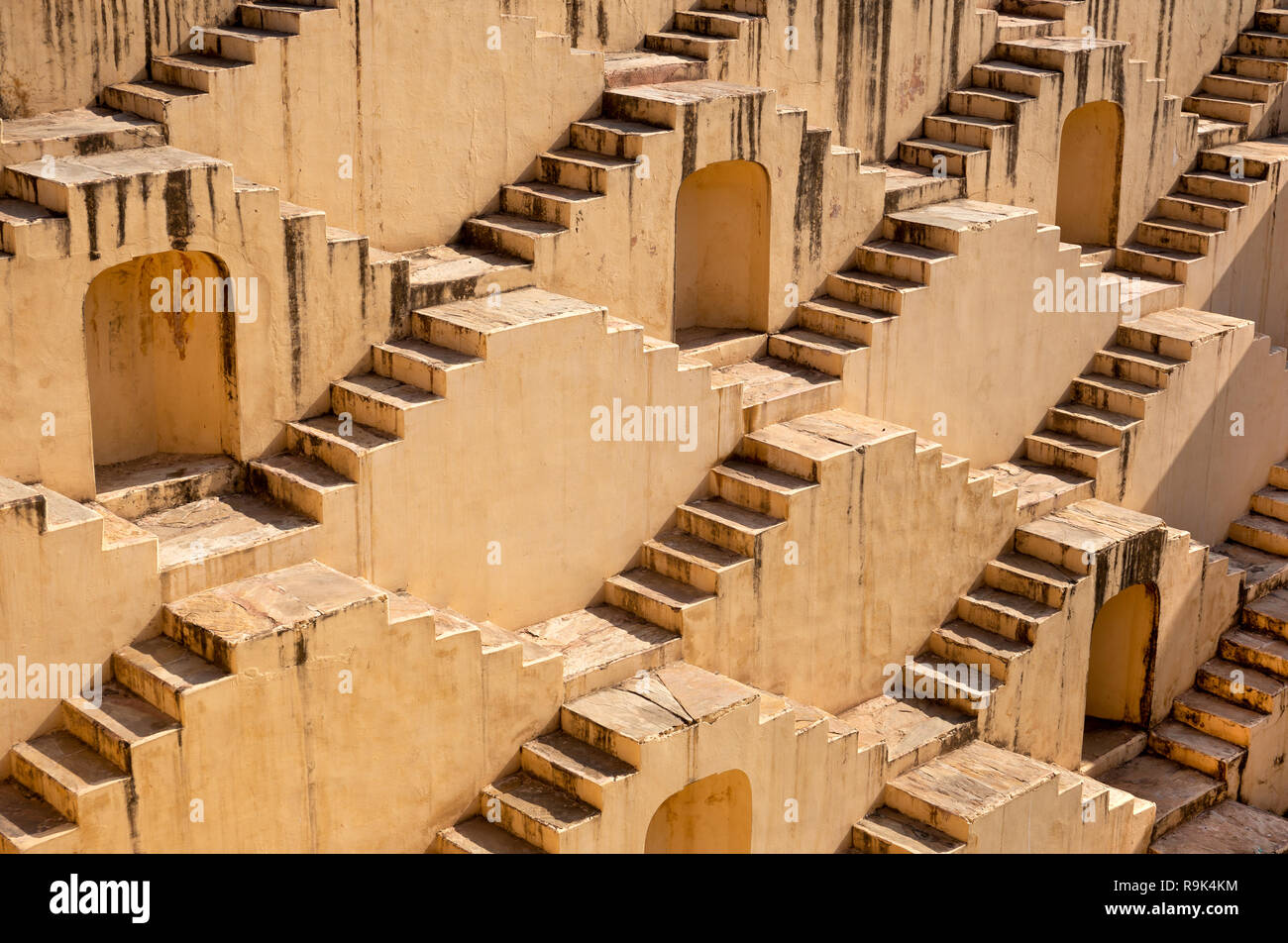 Architecture of stairs at Abhaneri baori stepwell in Jaipur Rajasthan ...
