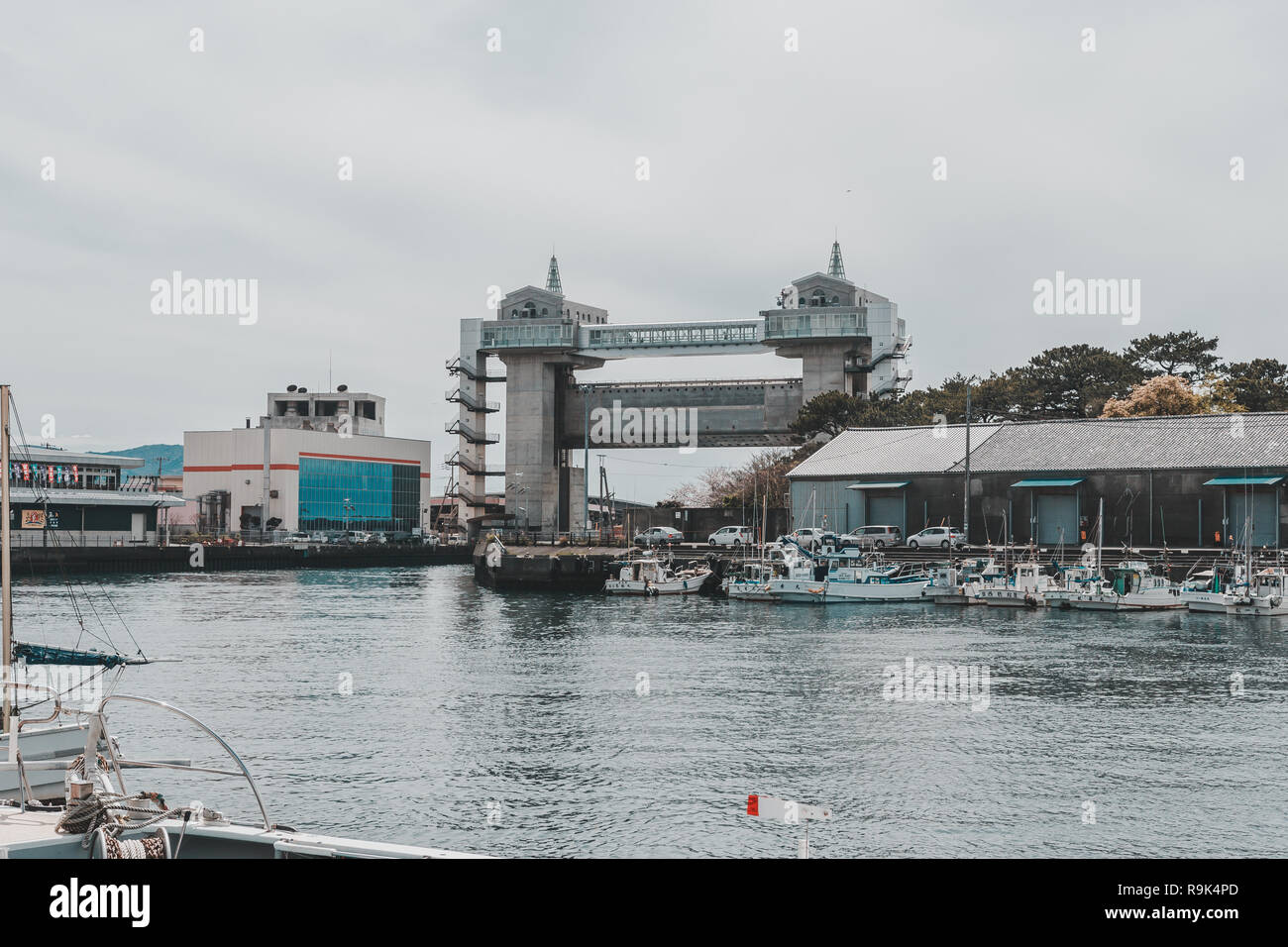 Numazu large flood gate "View-O" on a cloudy day. This building was ...