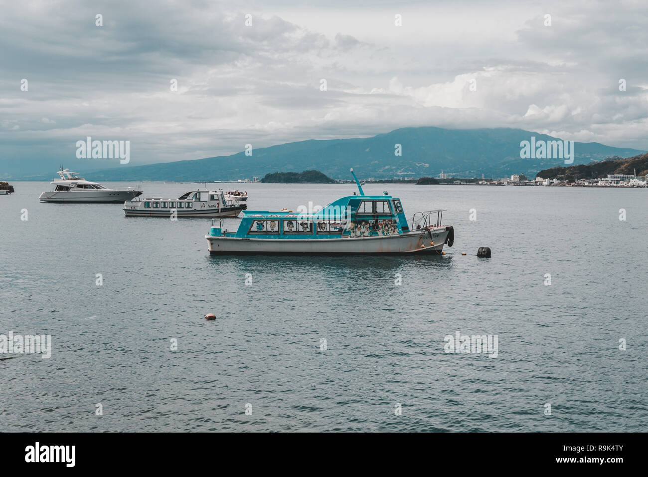 Ferry Ship parking in Uchiura Bay photographed from Awashima Island ...
