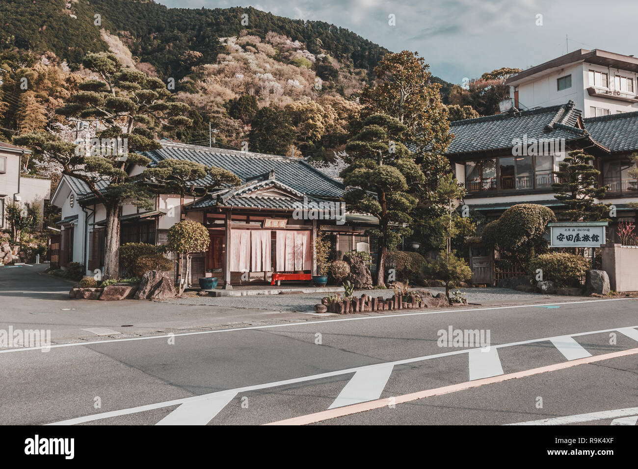 Front of "Yasudaya Inn" traditional Japanese style building. It's known ...