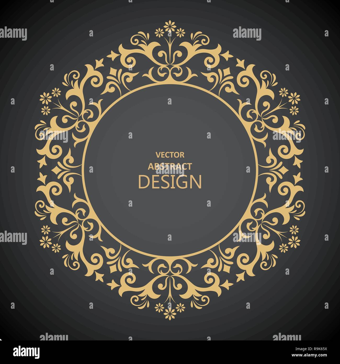 Circular baroque pattern. Round floral ornament. Vintage frame ...