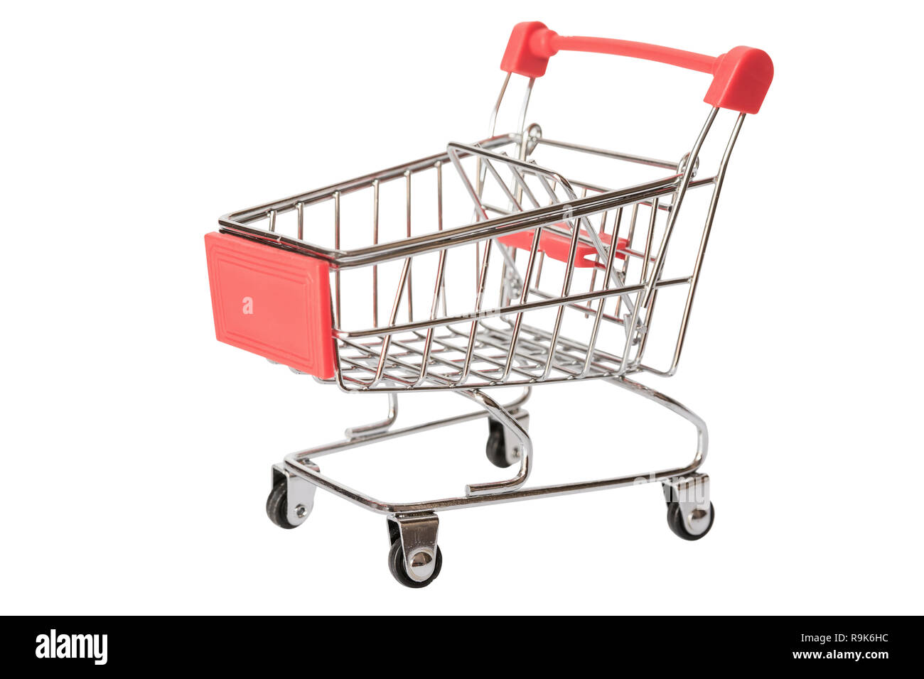 Red shopping cart or empty supermarket cart isolated on white ...