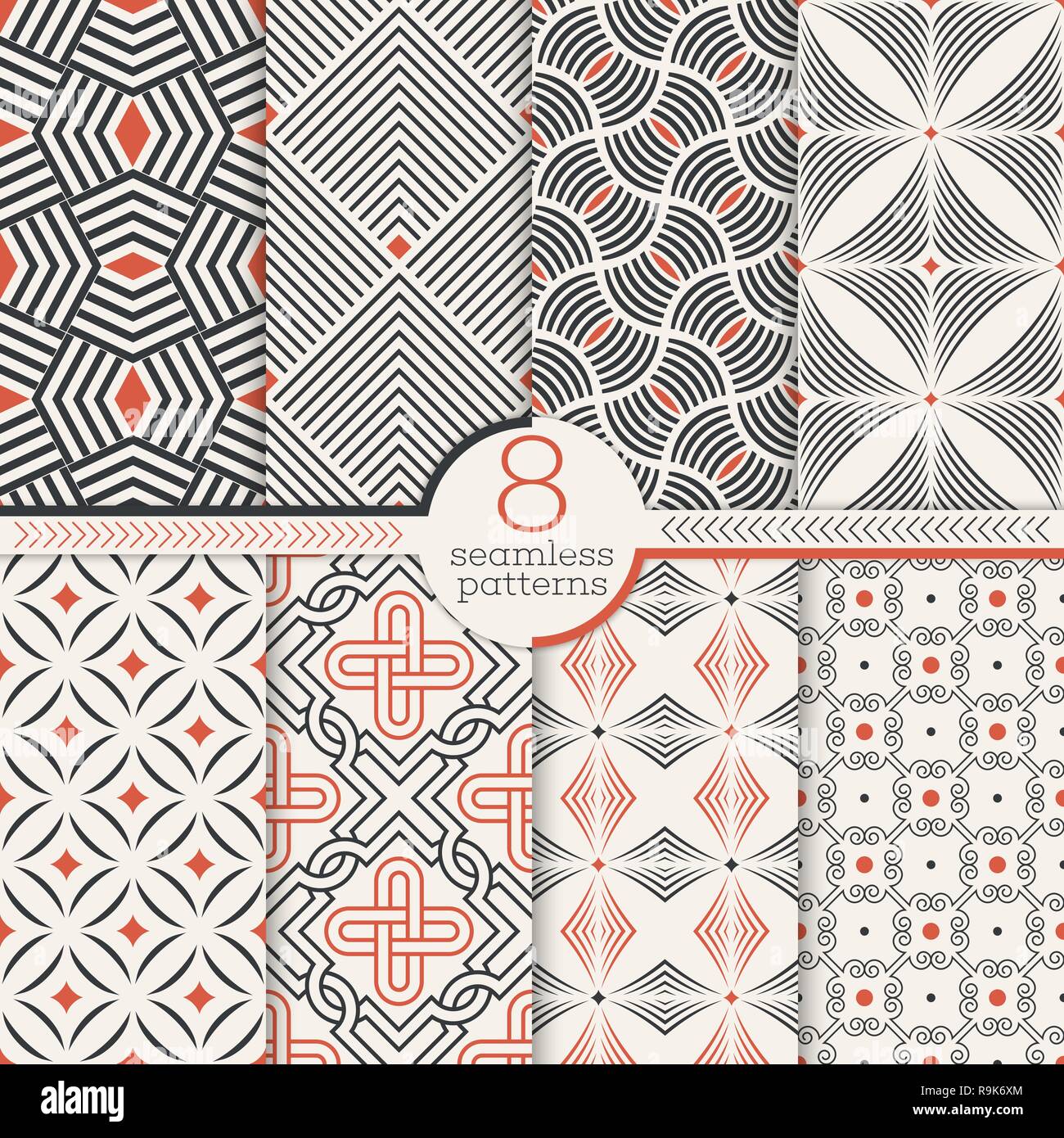 Set of art deco seamless patterns. Stylish modern geometric textures ...