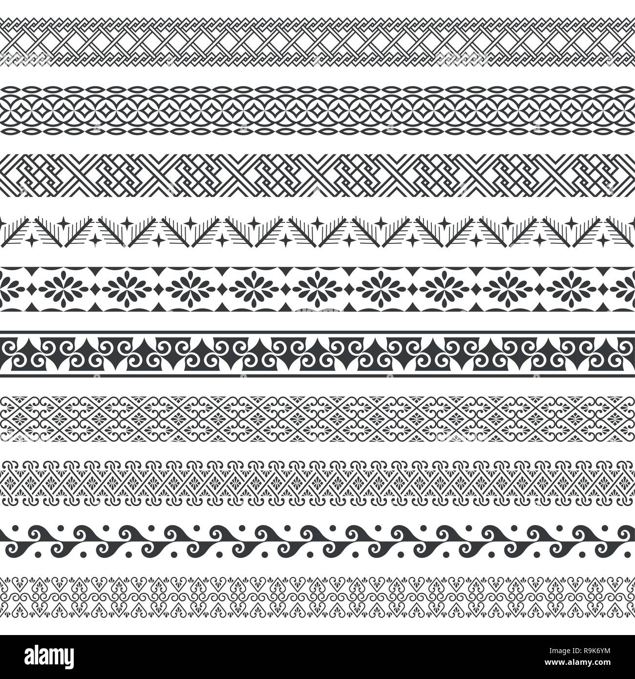 Vector set of monochrome divayder.Borders for the text, invitation ...
