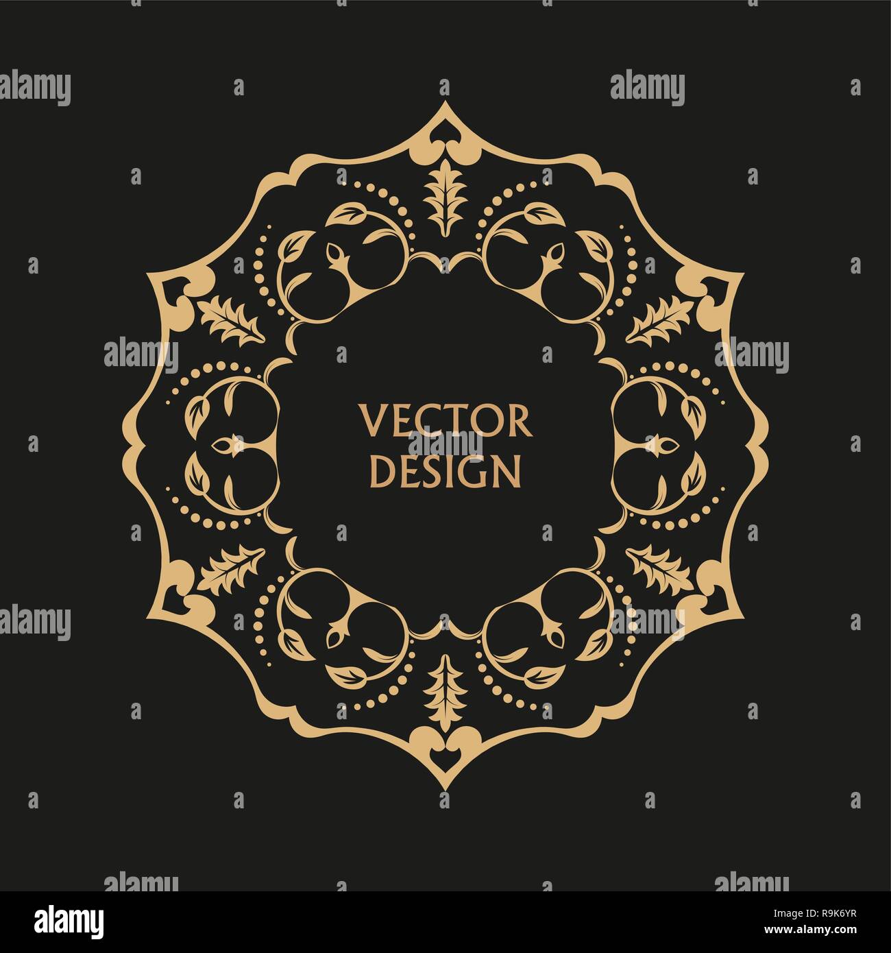 Circular baroque pattern. Round floral ornament. Vintage frame ...