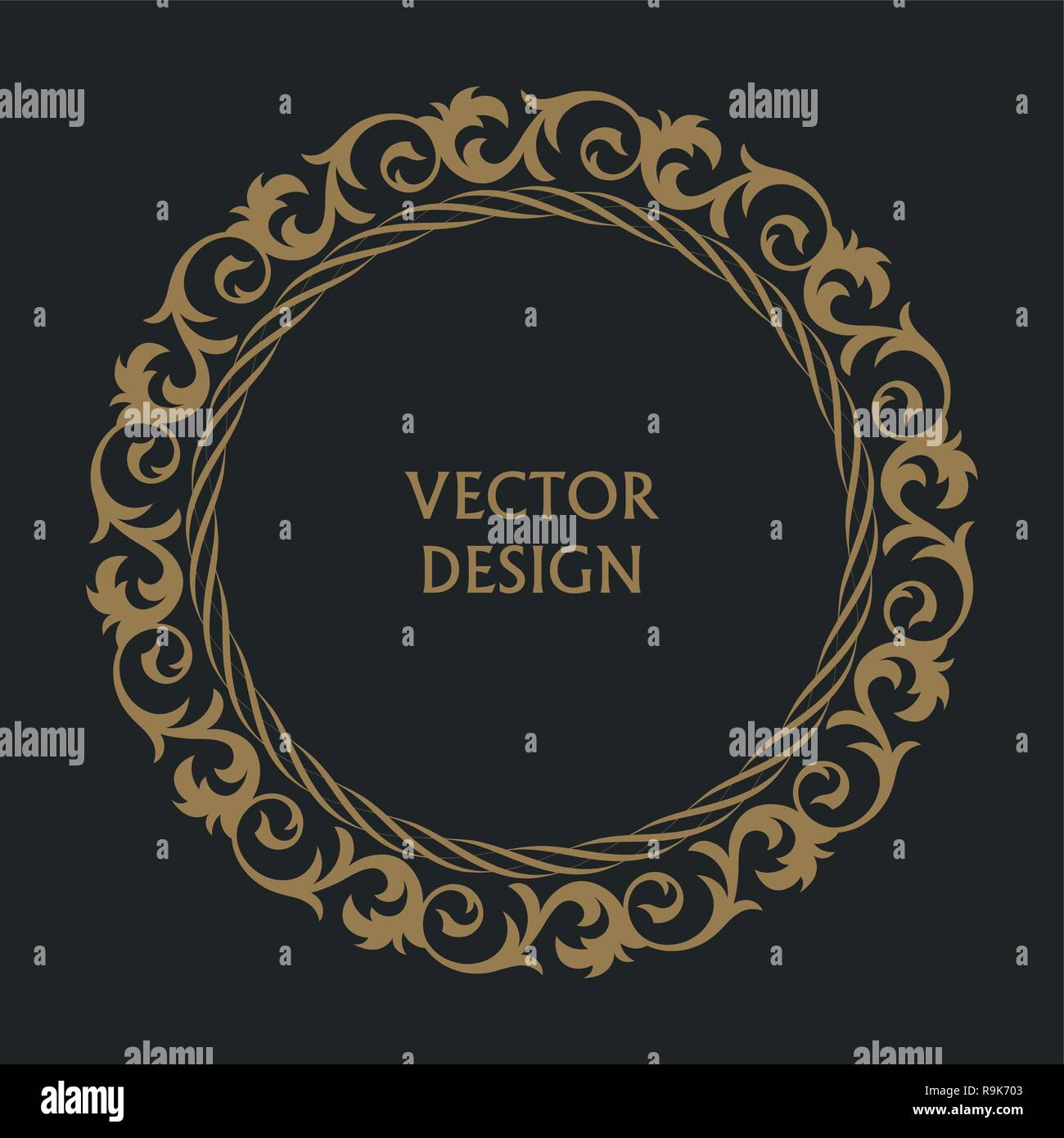 Circular baroque pattern. Round floral ornament. Vintage frame ...