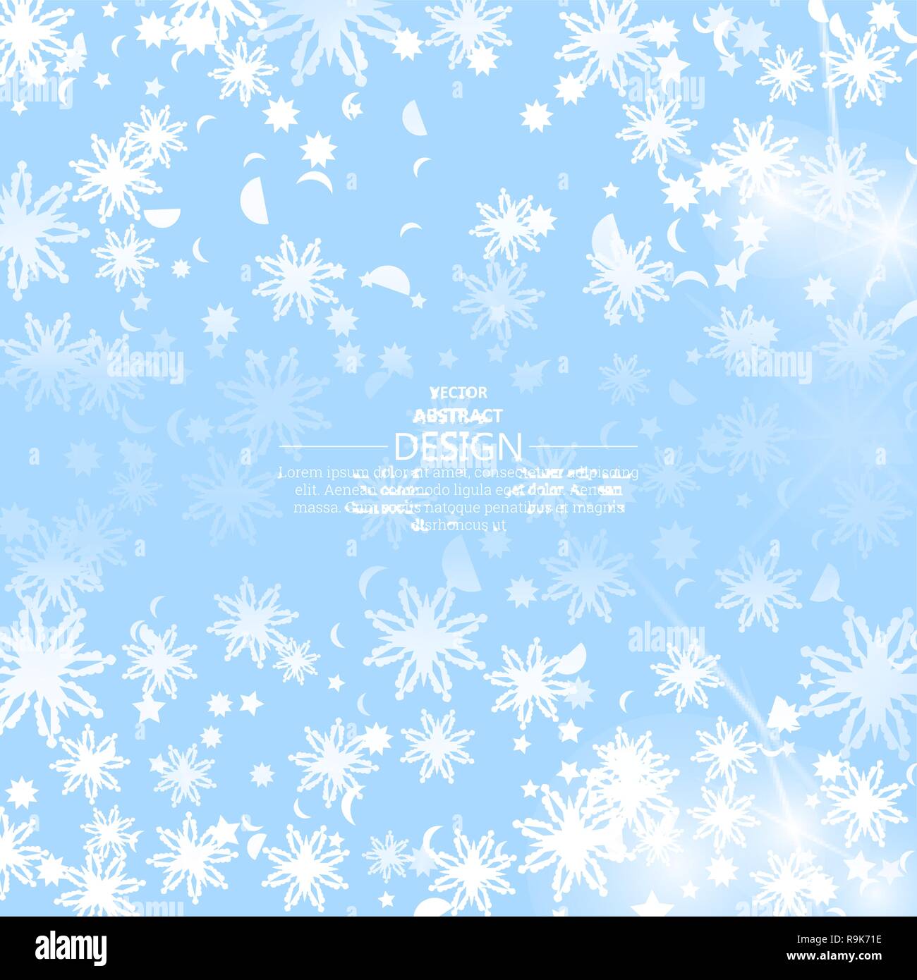 Winter background with scintillating snowflakes. A snow blizzard and ...