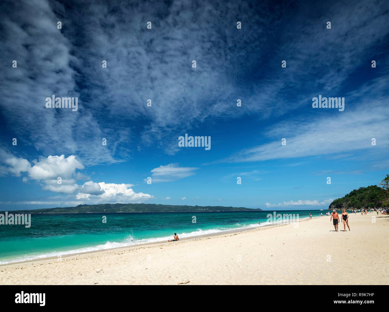 famous puka beach view on tropical paradise boracay island in ...
