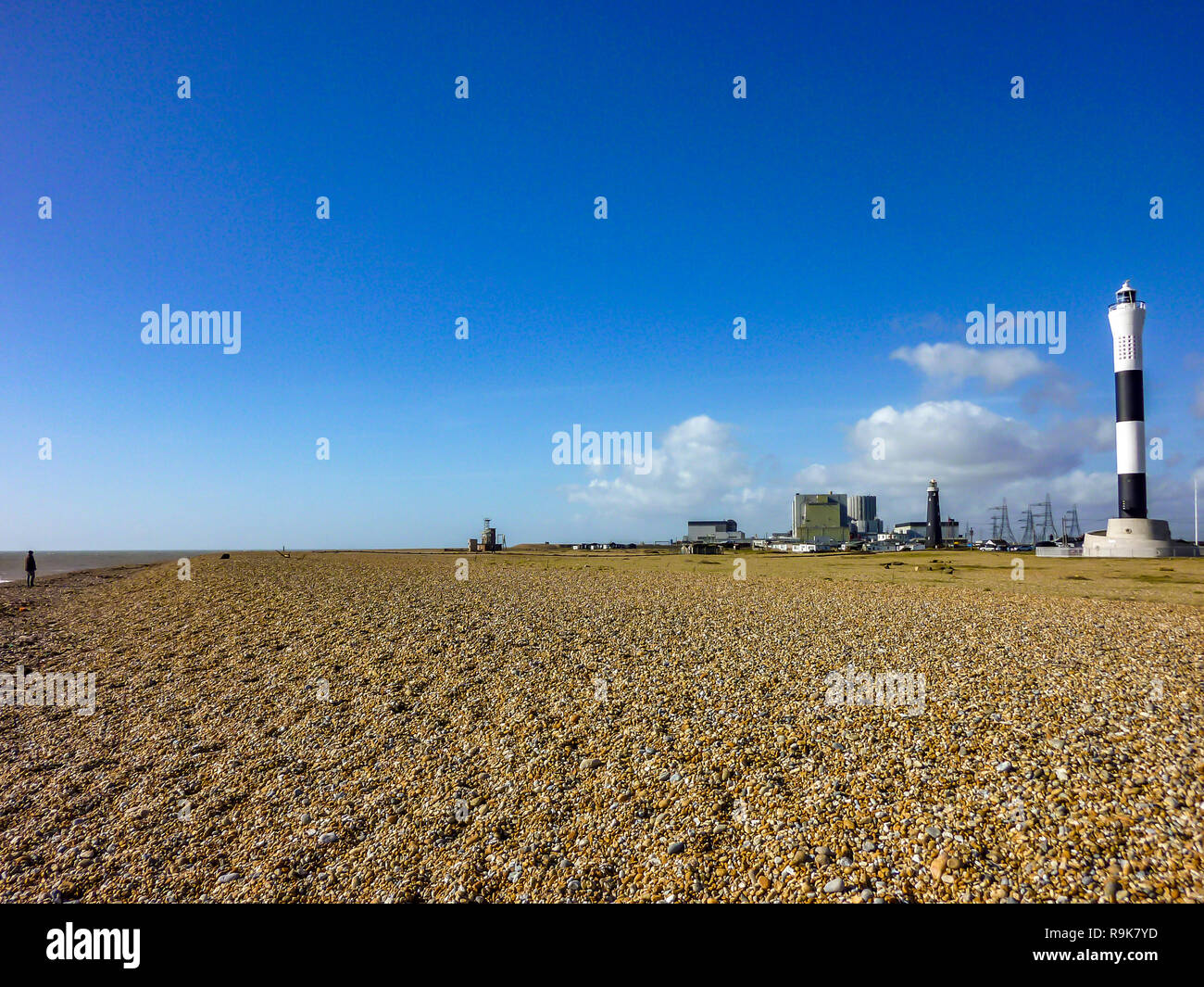 Dungeness Lighthouse and nuclear power station - England Stock Photo ...
