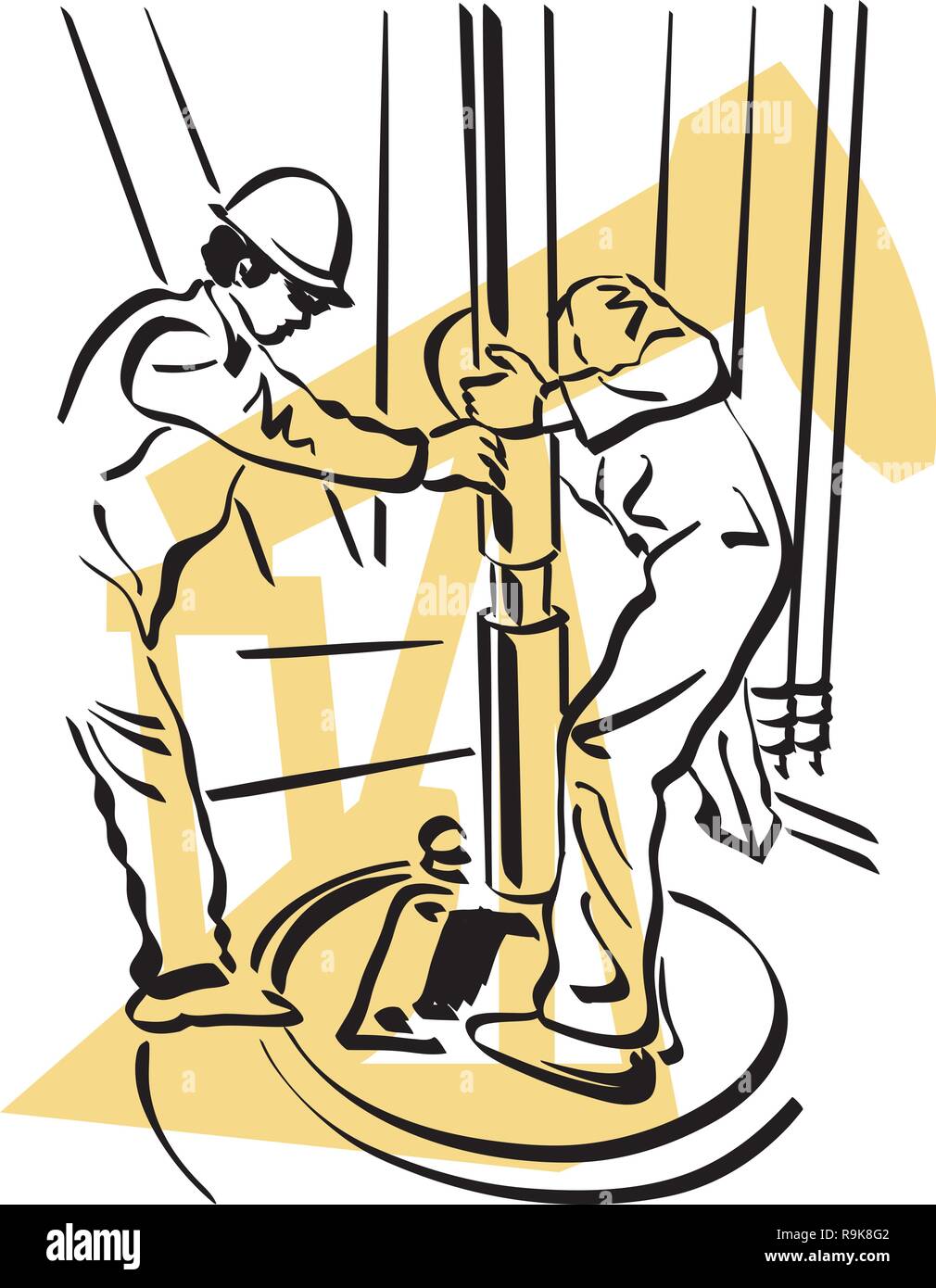 illustration of an oil worker at work in an oil rig Stock Vector Image ...