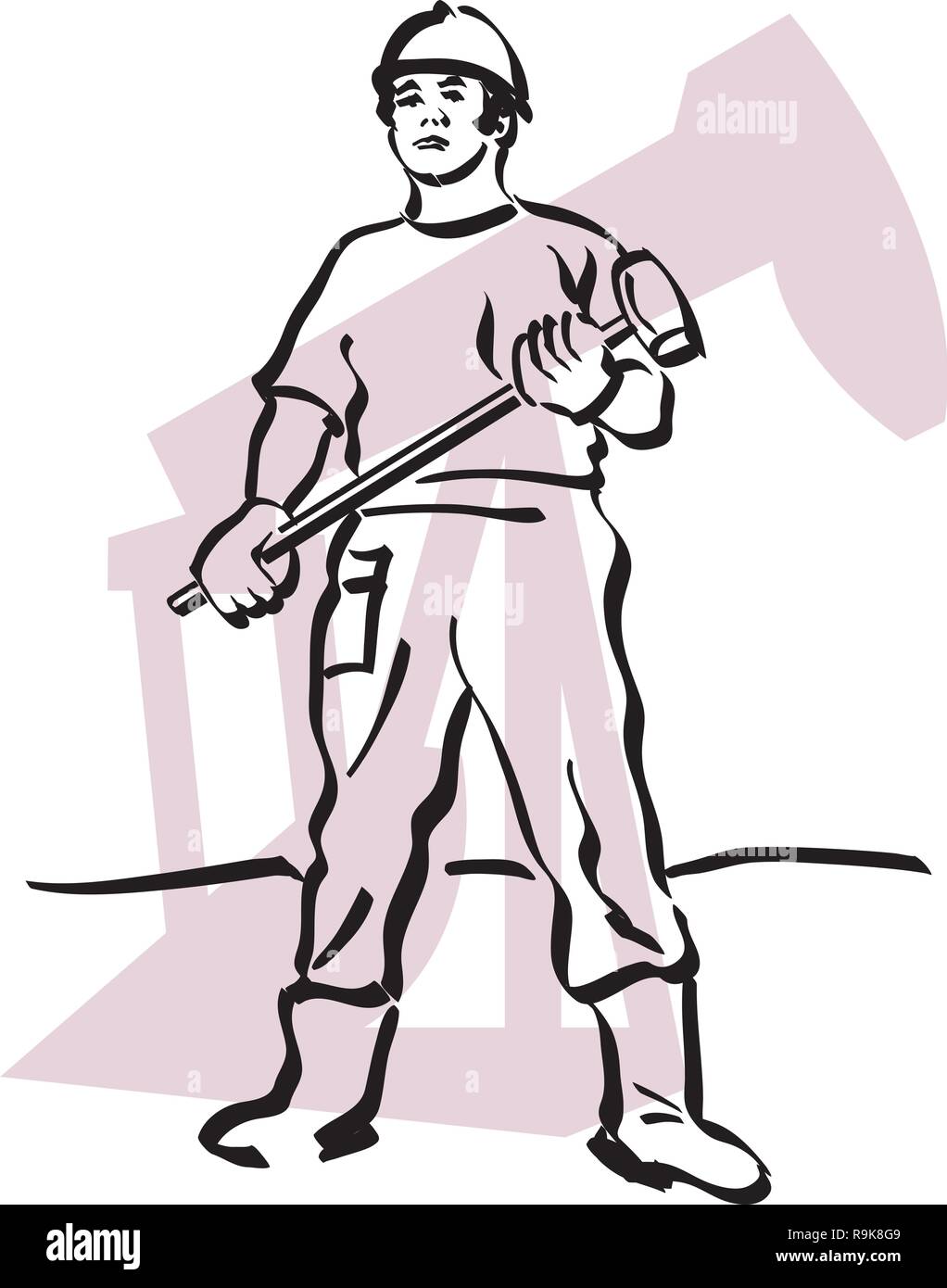 illustration of an oil worker at work in an oil rig Stock Vector Image ...