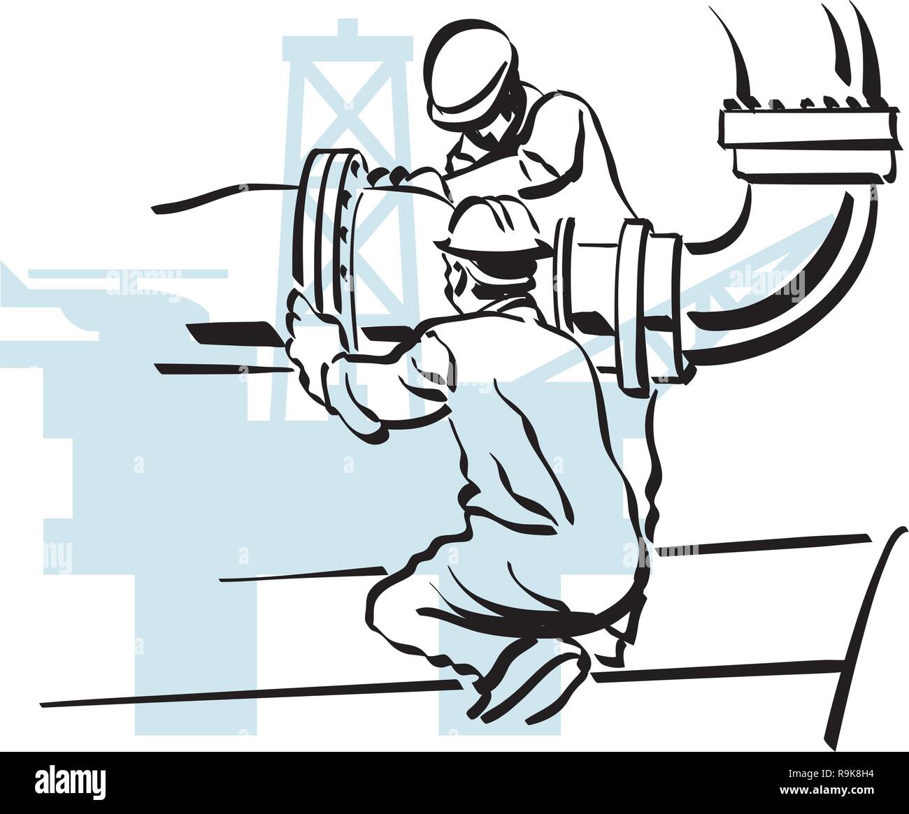 illustration of an oil worker at work in an oil rig Stock Vector Image ...