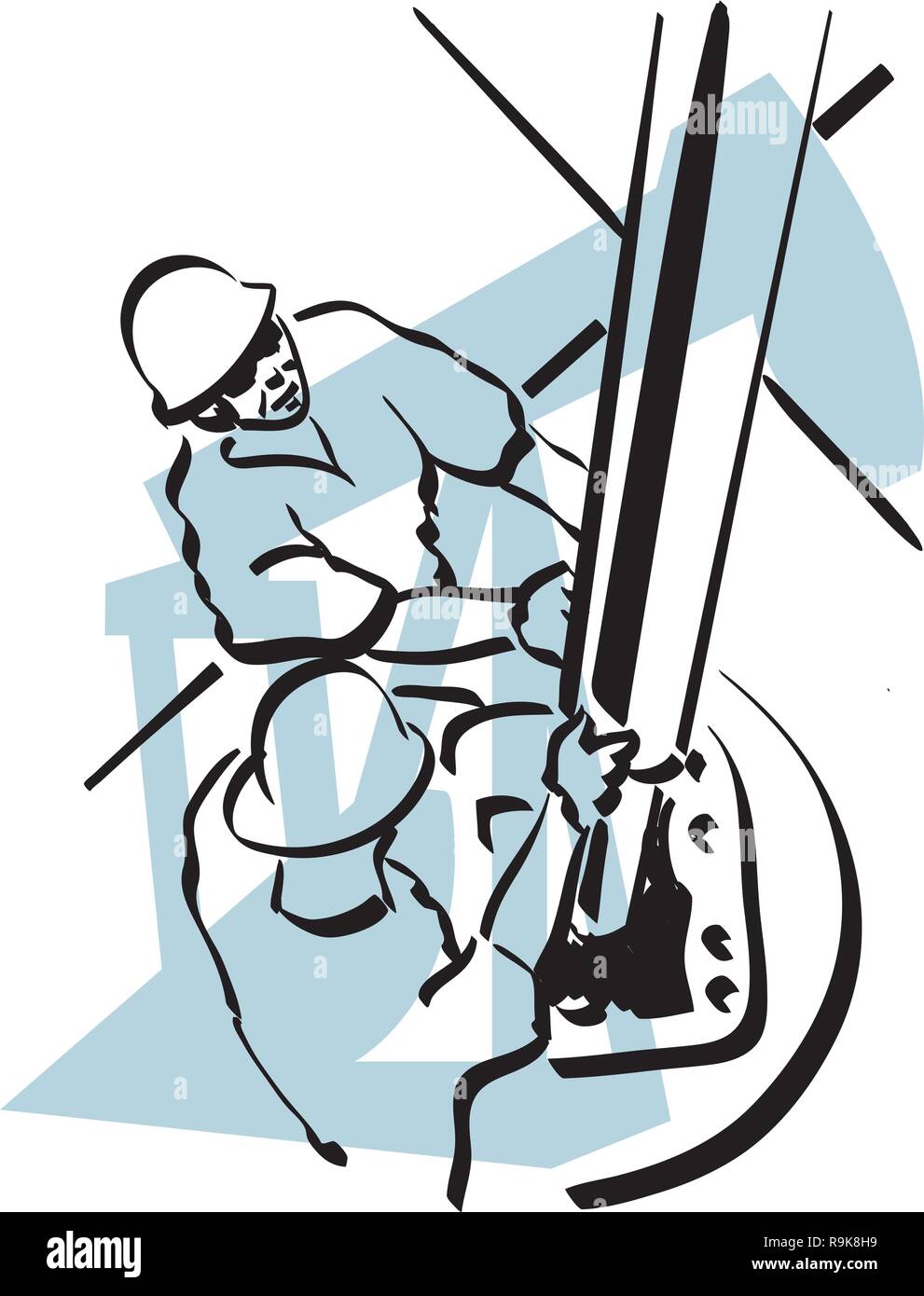 illustration of an oil worker at work in an oil rig Stock Vector Image ...