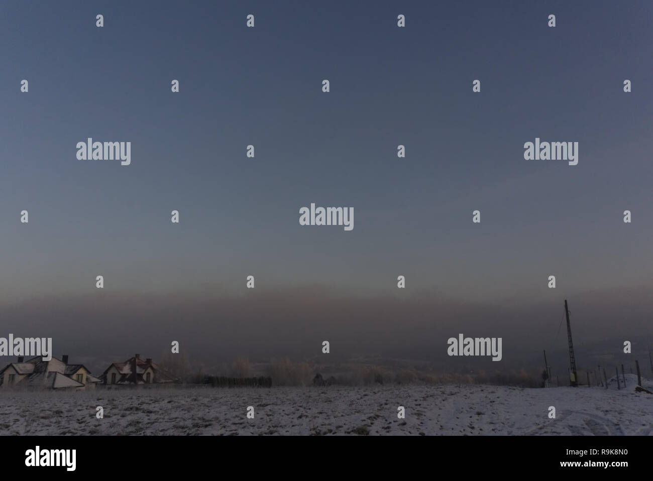 Fog mixed with air pollution because of house heating hi-res stock ...