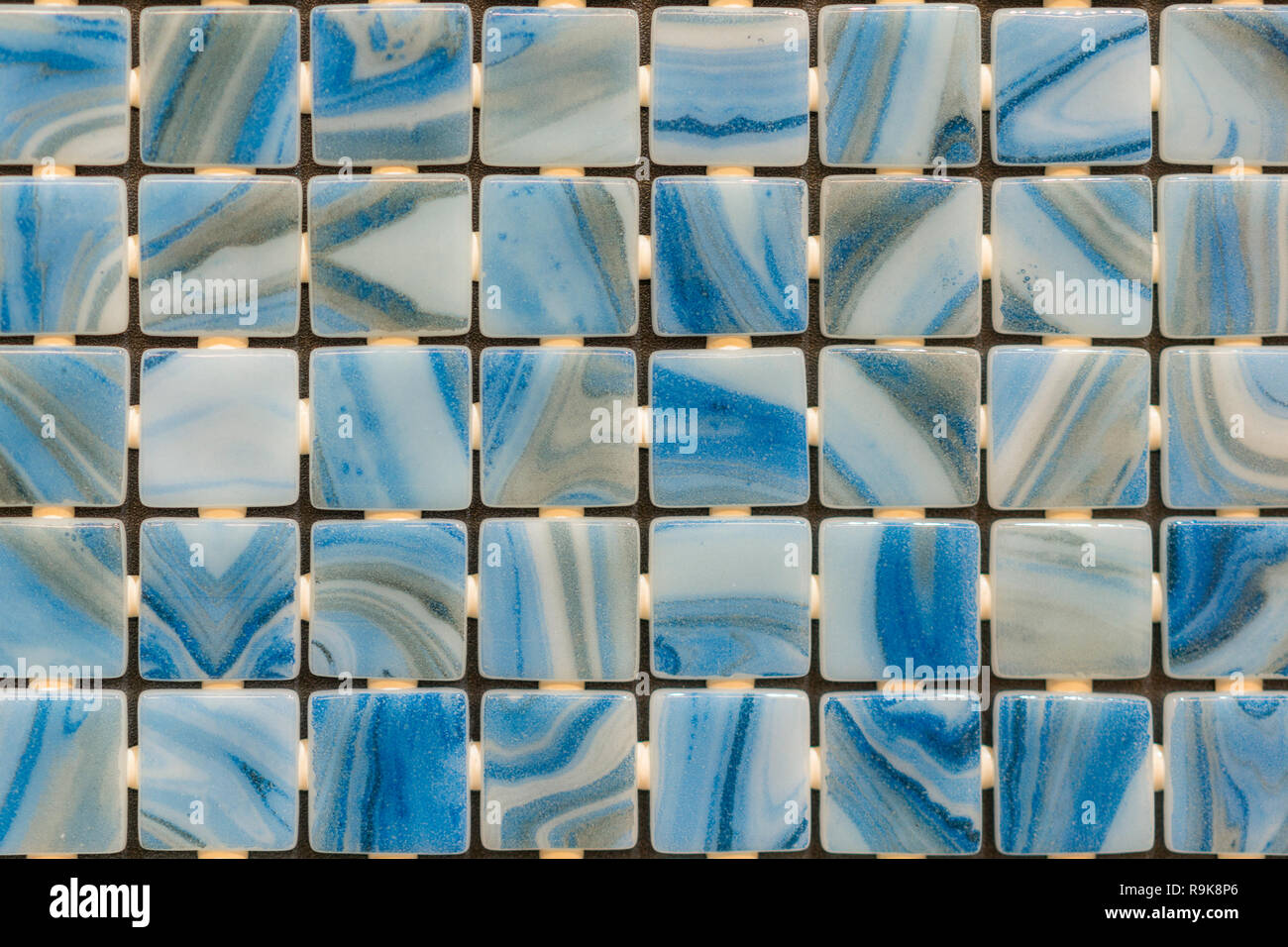 Blue mosaic square tiles texture background Stock Photo - Alamy