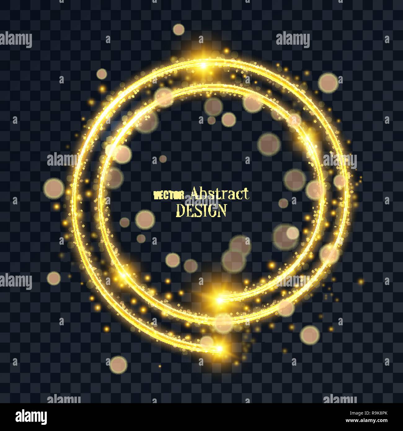 The golden shining banner. A template for design. Bright yellow curves ...