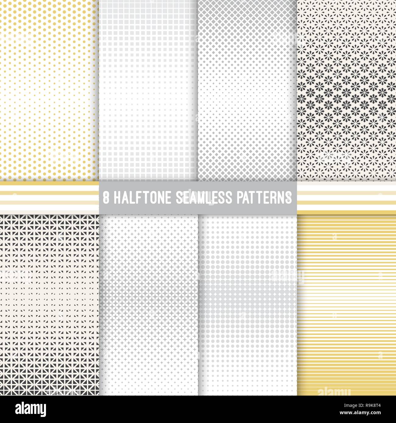 Set Of Vector Seamless Pattern Abstract Halftone Backgrounds Modern Stylish Textures