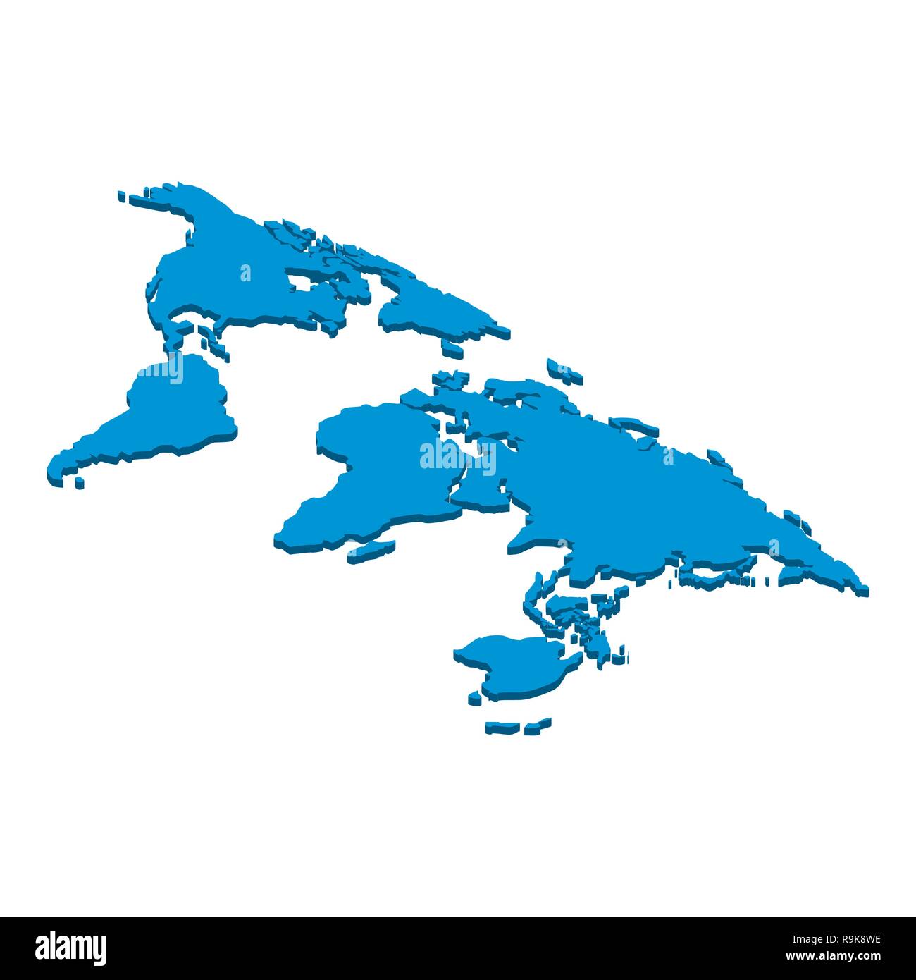 Blue world map in isometric projection. 3d design element. Vector ...