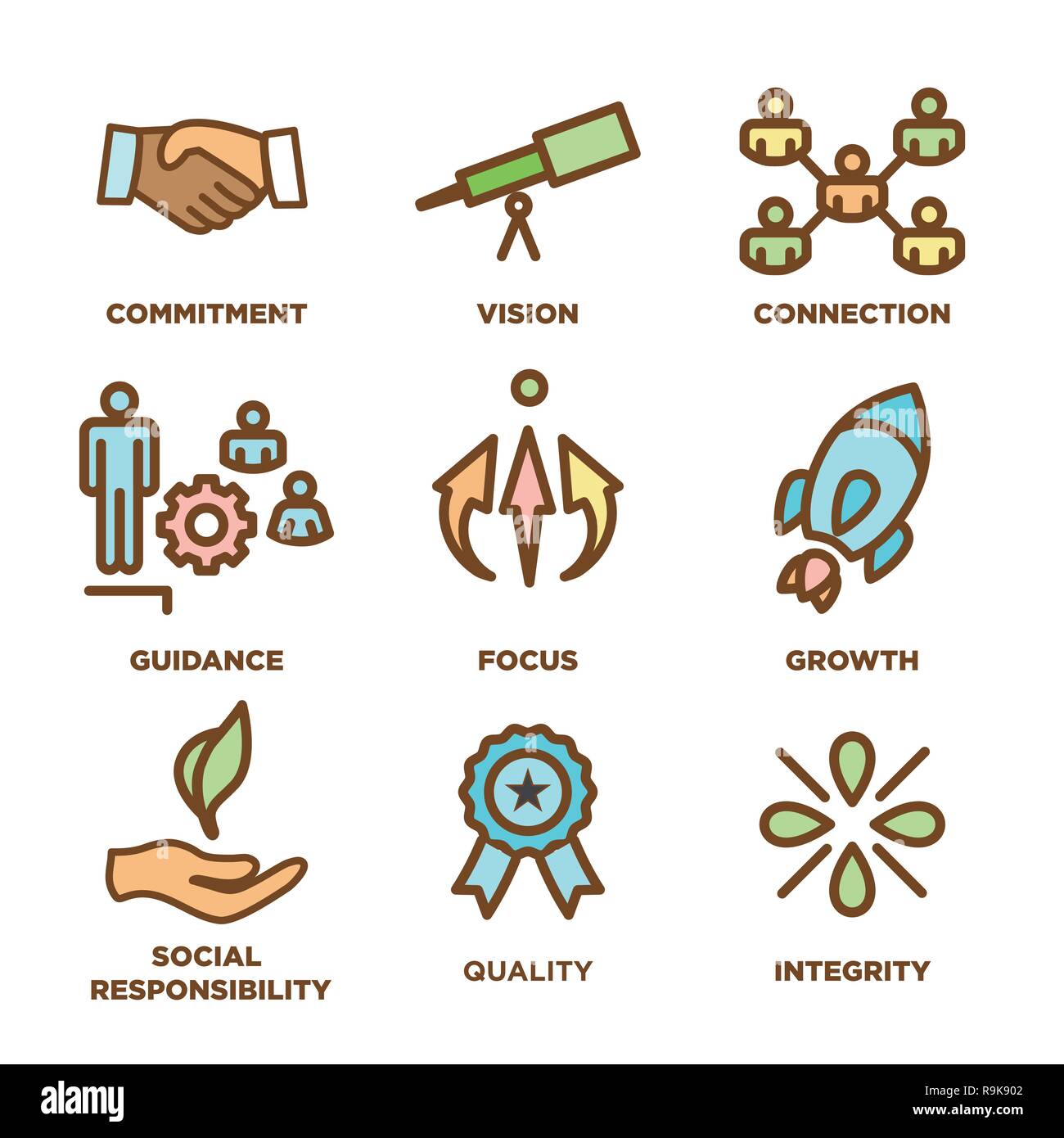Core Values Outline / Line Icon Conveying Specific Purpose Stock Vector ...