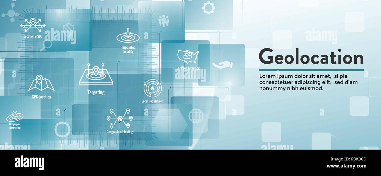 Geo Location Targeting w GPS Positioning and Geolocation Icon Set web ...