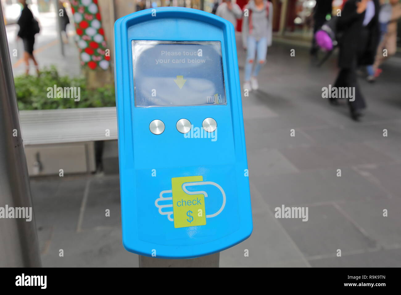 Myki ticket fare checking machine in Melbourne Australia. Myki is a ...
