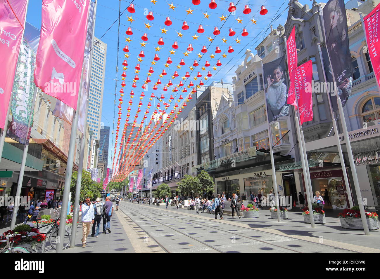 People visit Bourke street shopping mall in Melbourne Australia Stock ...