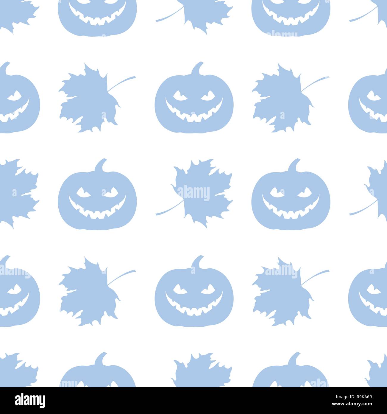 Halloween 2019 vector seamless pattern with pumpkin and maple leaves ...