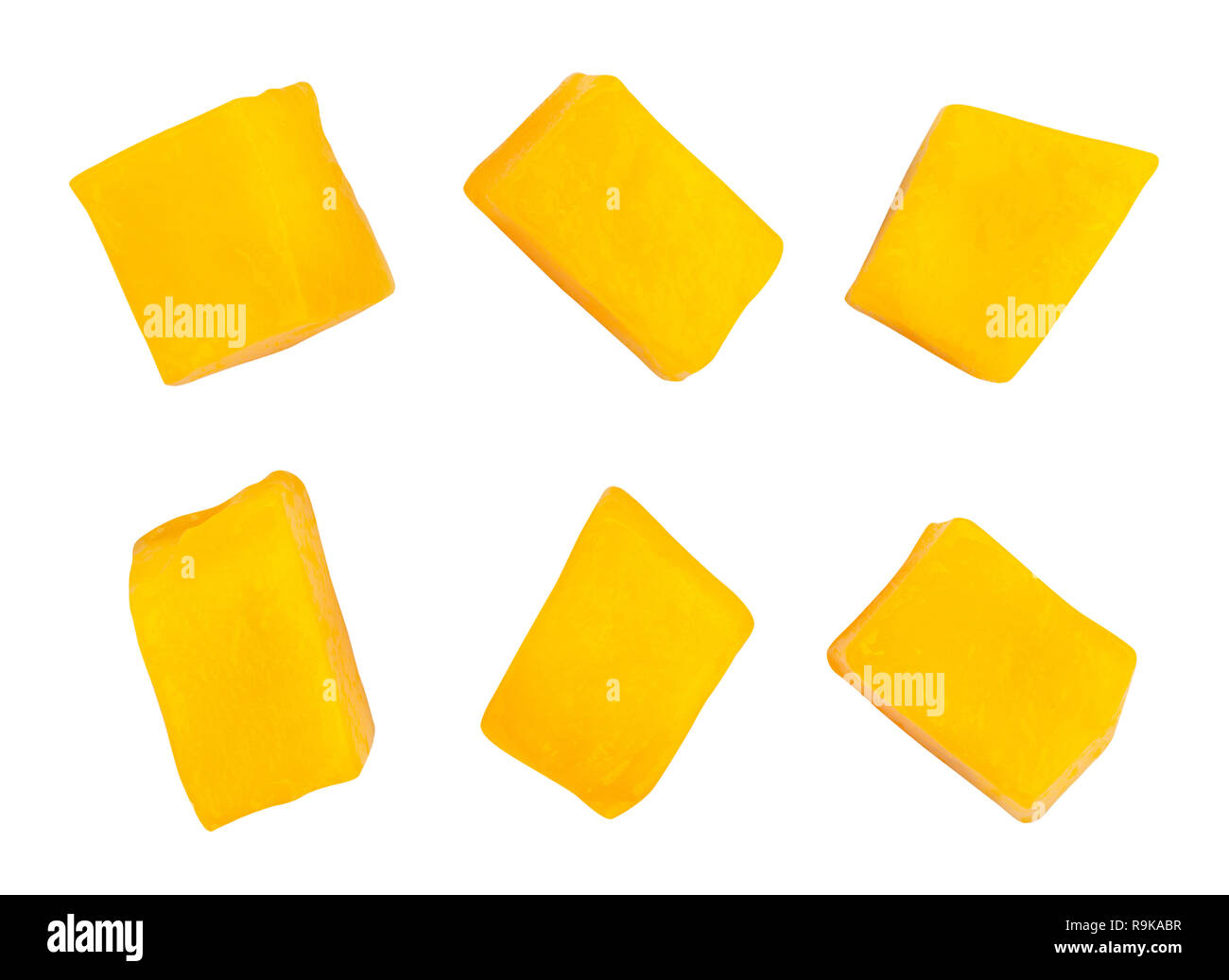 sliced mango chunks path isolated Stock Photo - Alamy