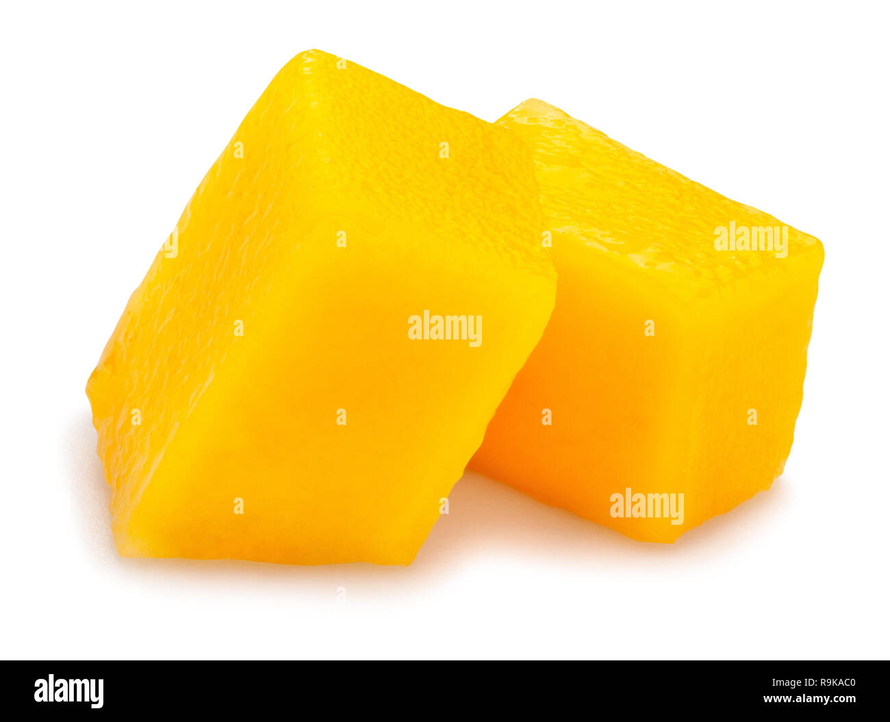 sliced mango chunks path isolated Stock Photo - Alamy