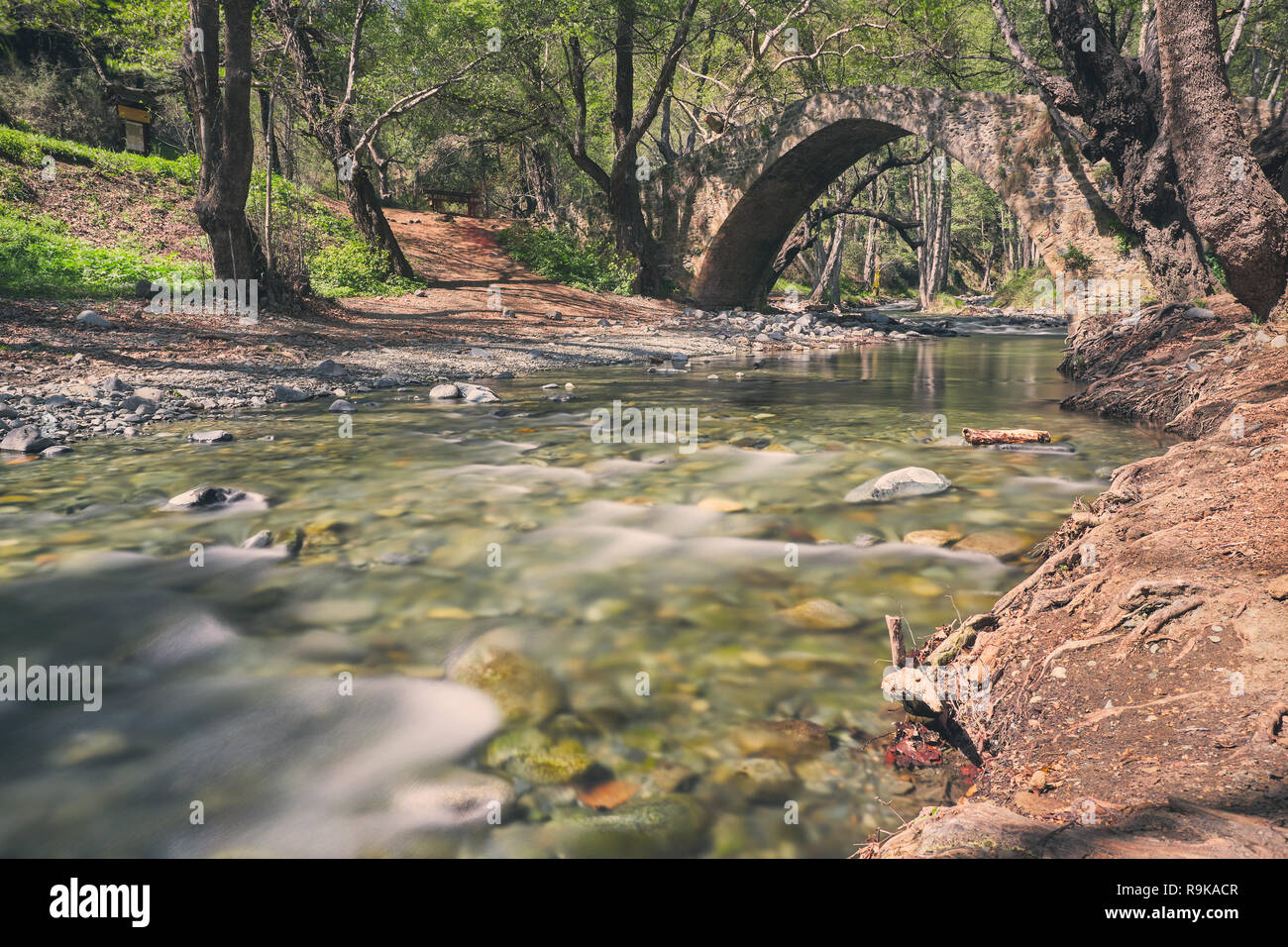 medieval Venetian bridge in Cyprus in summer forest Stock Photo - Alamy