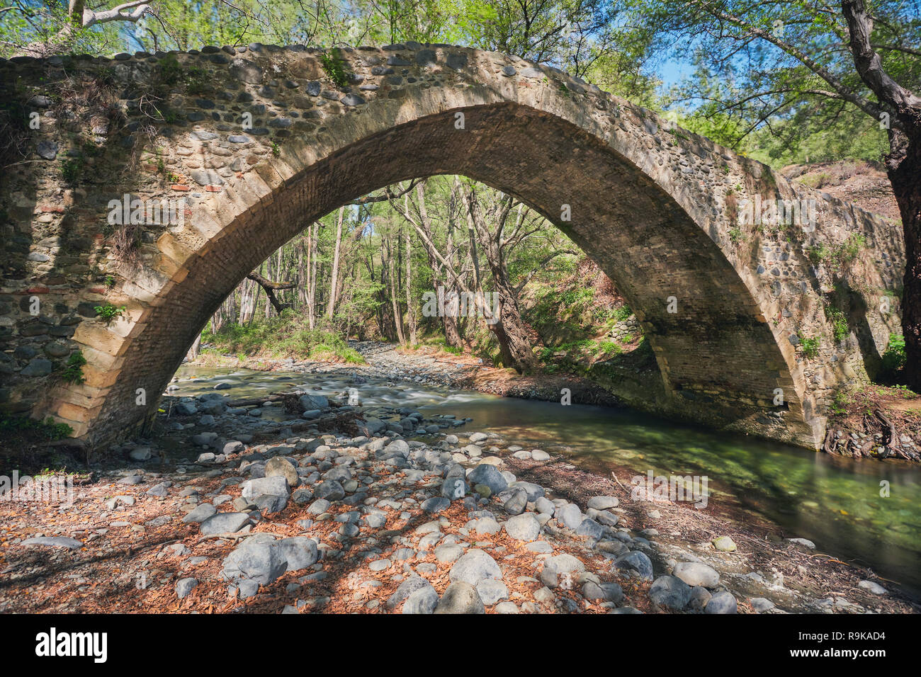 medieval Venetian bridge in Cyprus in summer forest Stock Photo - Alamy