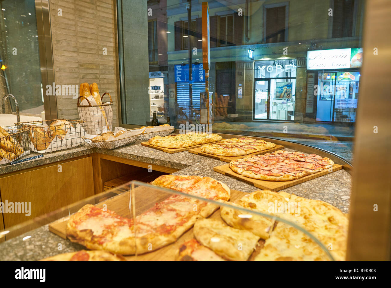 MILAN, ITALY - CIRCA NOVEMBER, 2017: food on display at Farini in Milan ...