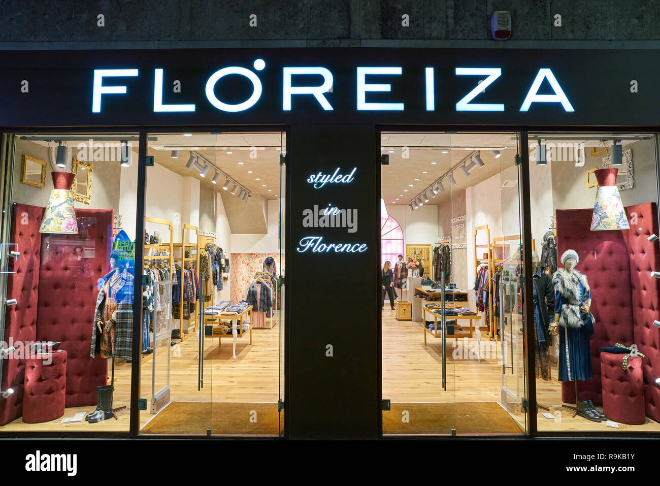 MILAN, ITALY - CIRCA NOVEMBER, 2017: shop windows display of clothing ...
