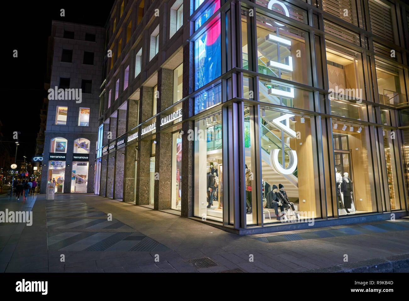 MILAN, ITALY - CIRCA NOVEMBER, 2017: shop windows display of clothing ...