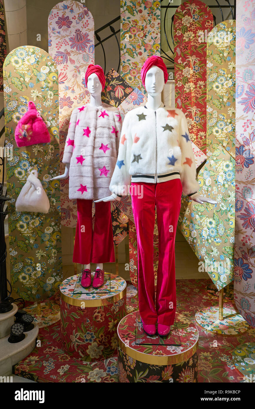 MILAN, ITALY - CIRCA NOVEMBER, 2017: clothing on display at retail ...