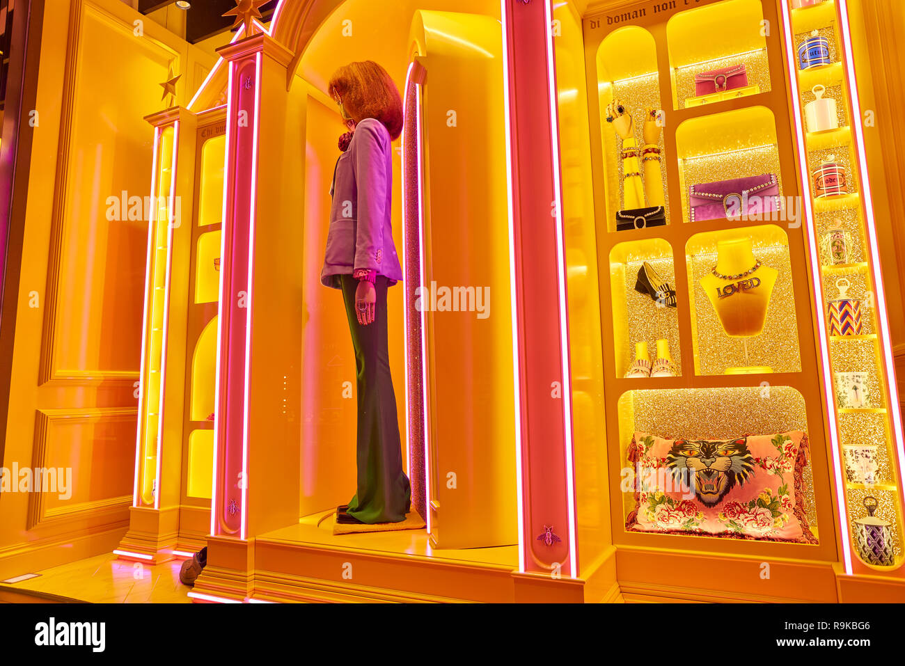 MILAN, ITALY - CIRCA NOVEMBER, 2017: display window at Gucci store in ...