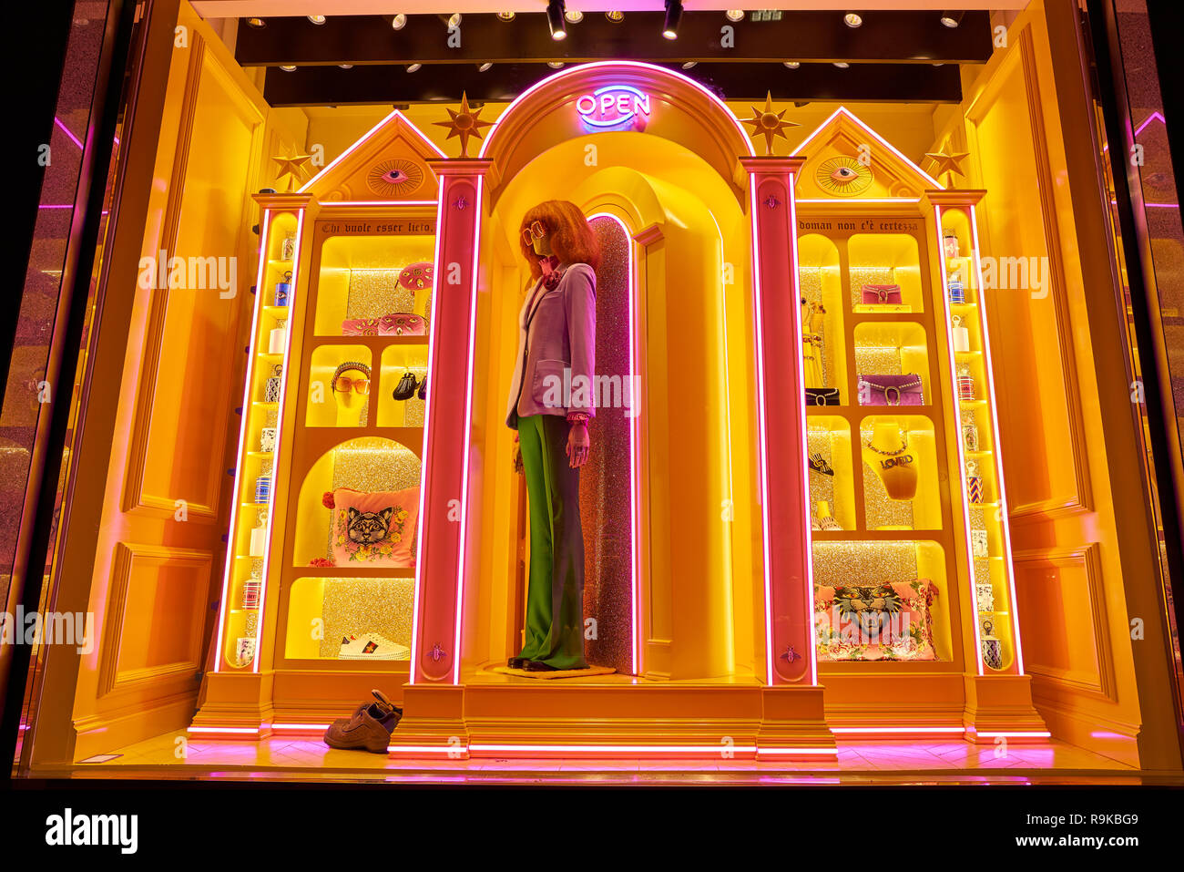 MILAN, ITALY - CIRCA NOVEMBER, 2017: display window at Gucci store in ...