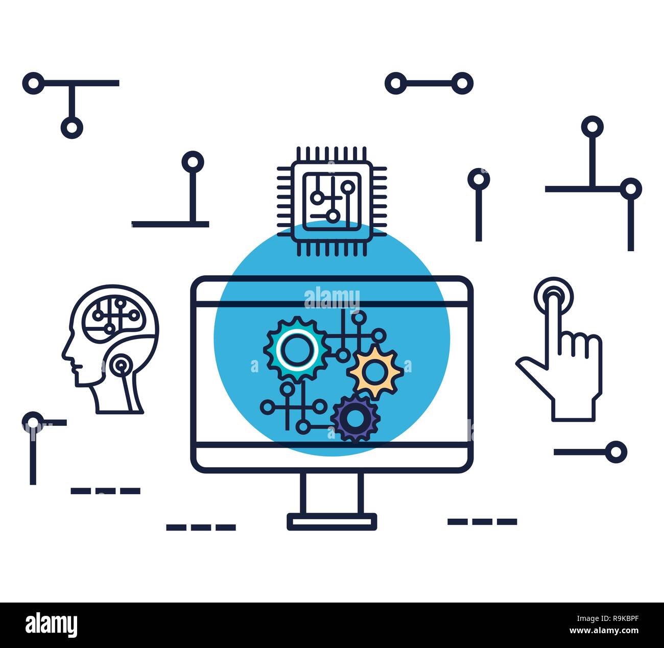 computer with artificial intelligence icons Stock Vector Image & Art ...