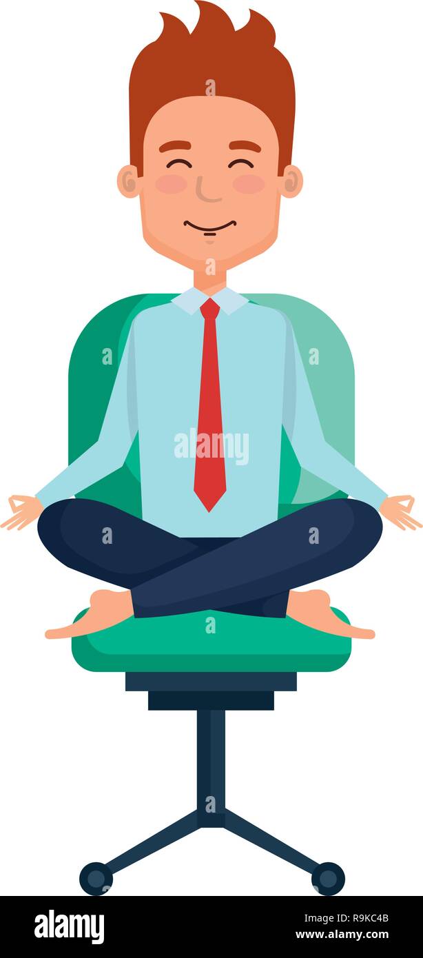 businessman with lotus pose in office chair Stock Vector Image & Art ...