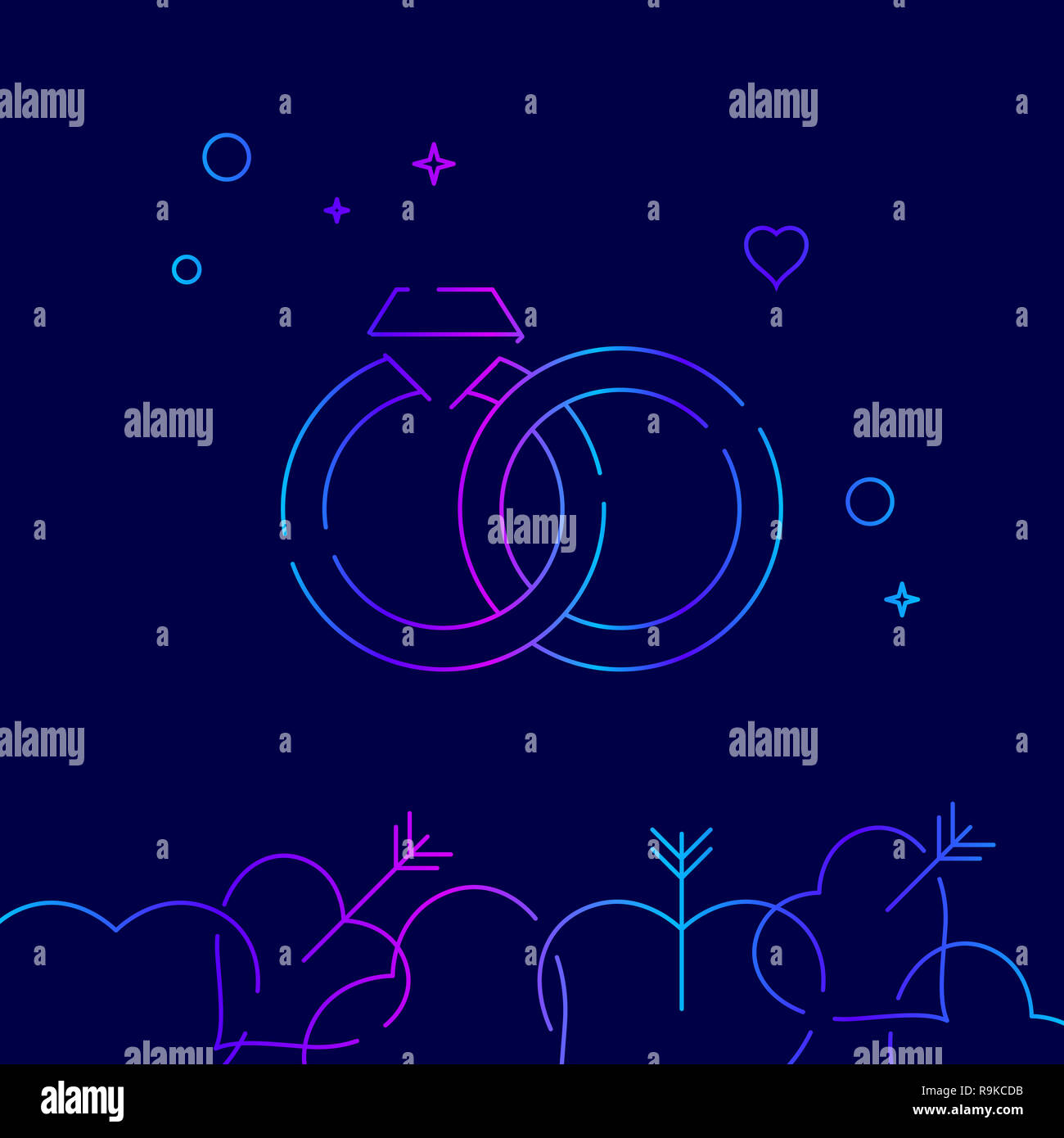 Engagement Rings Line Icon. Wedding Gradient Symbol, Pictogram, Sign ...