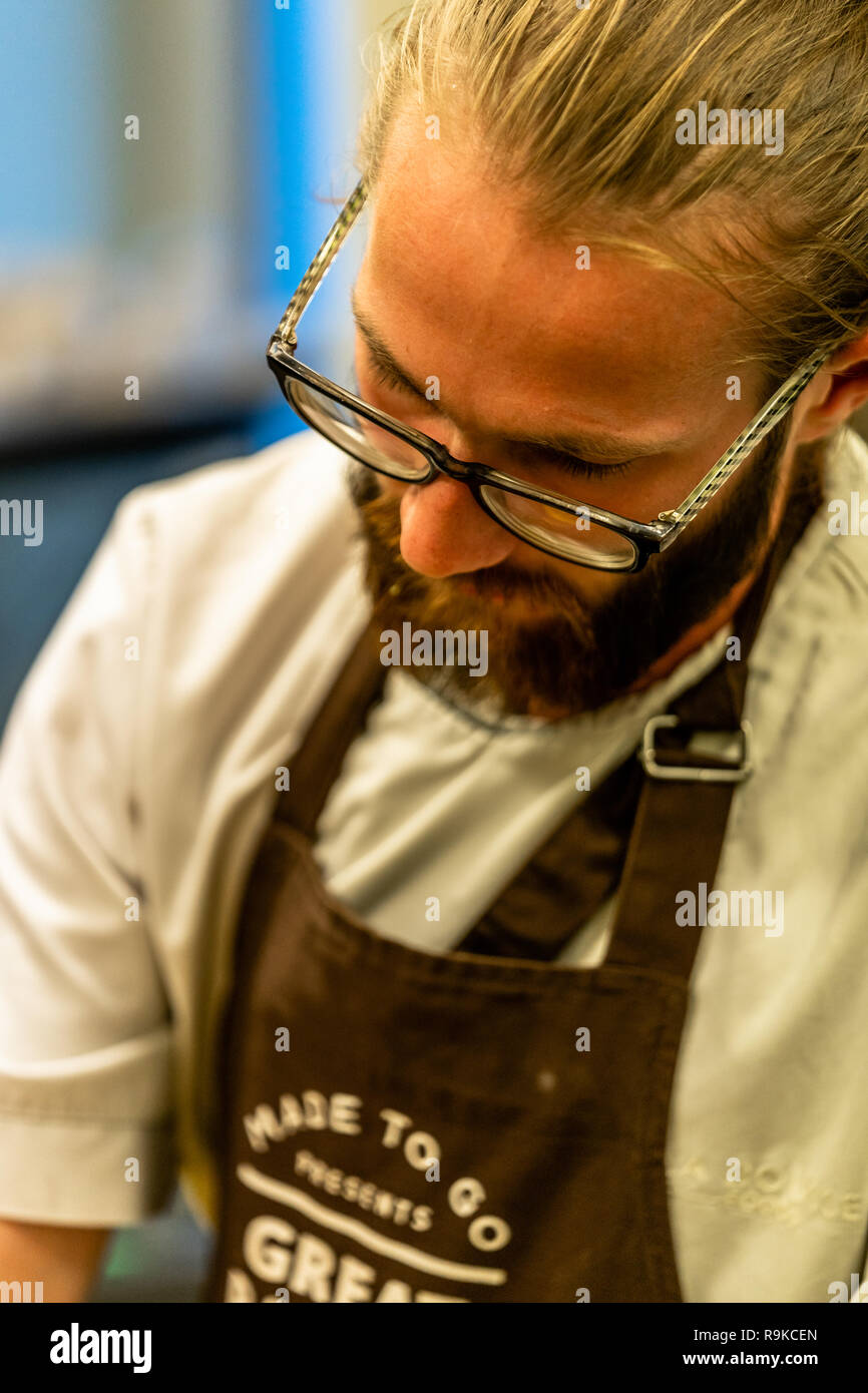 Young Male Chef Thinking About Wedding Dinner Preparation - White Shirt ...