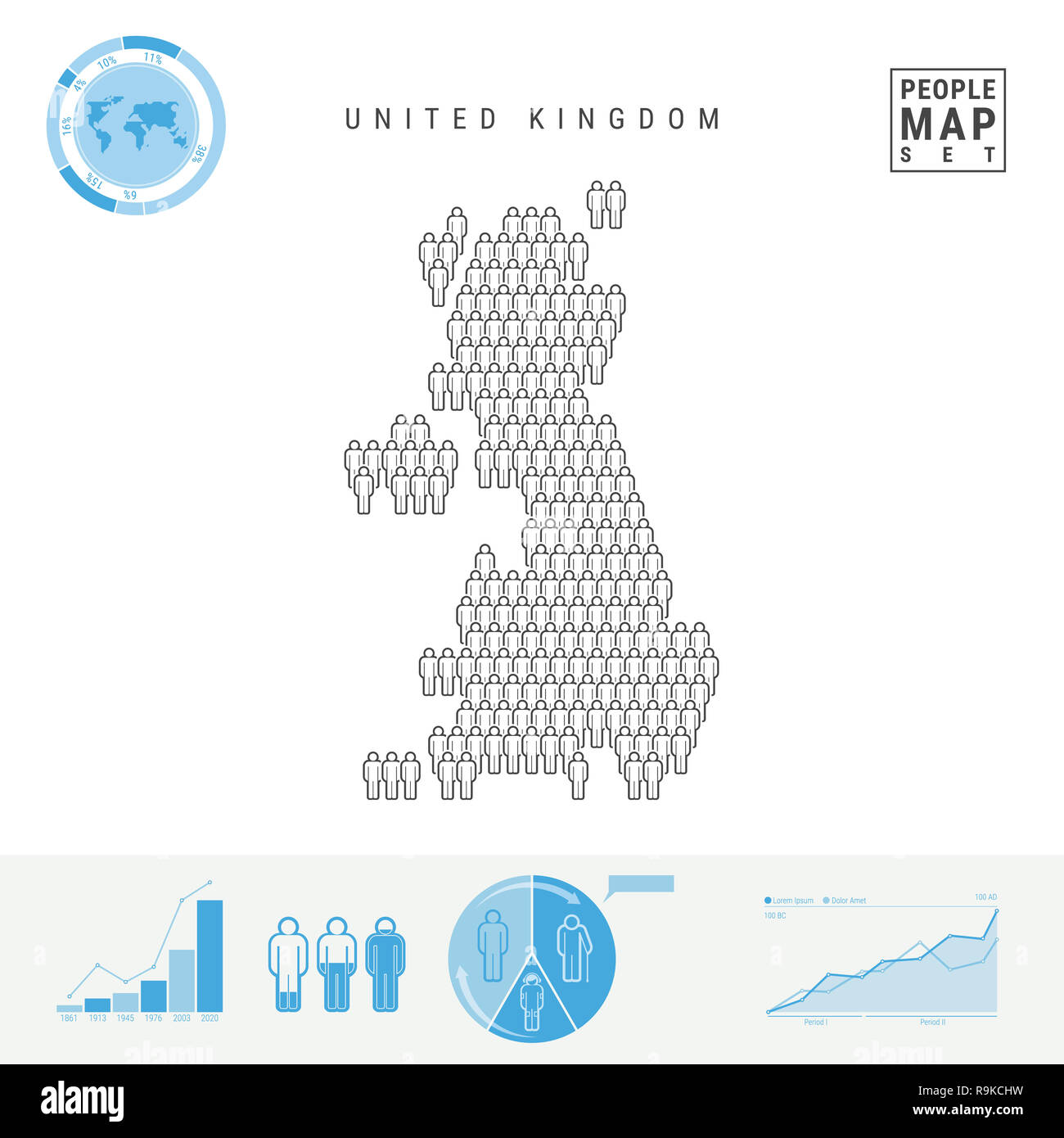 United Kingdom People Icon Map. People Crowd in the Shape of a Great ...