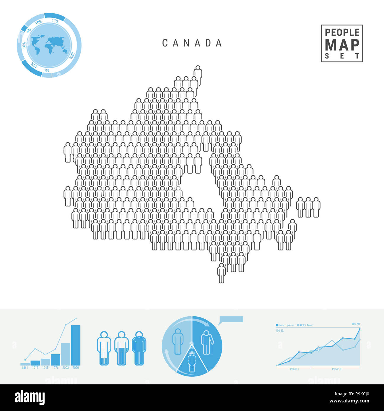Canada People Icon Map. People Crowd in the Shape of a Map of Canada ...