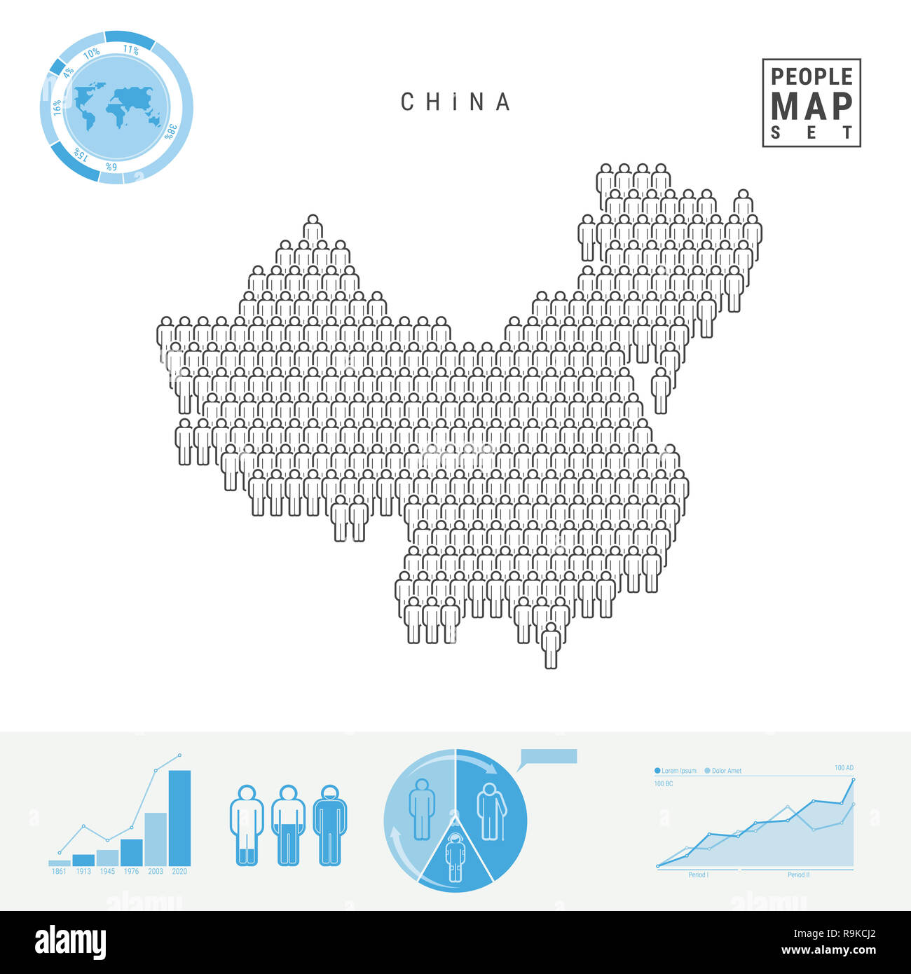 China People Icon Map. People Crowd in the Shape of a Map of China ...