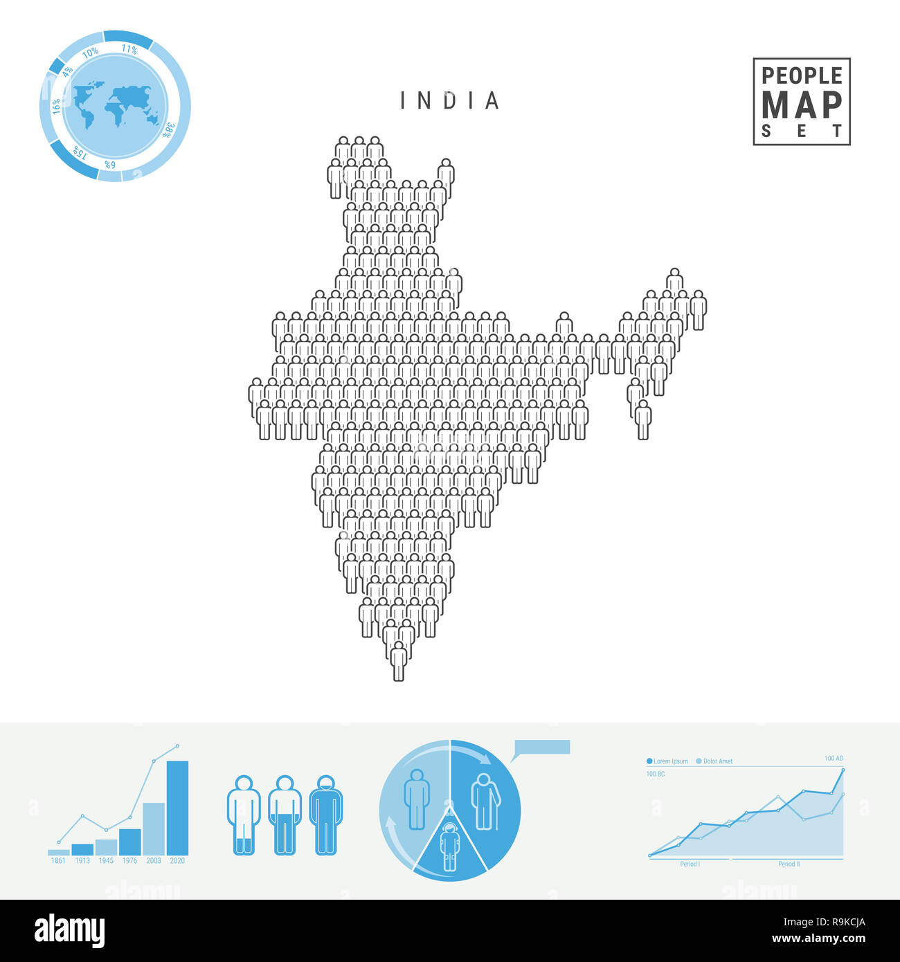 India People Icon Map. People Crowd in the Shape of a Map of India ...