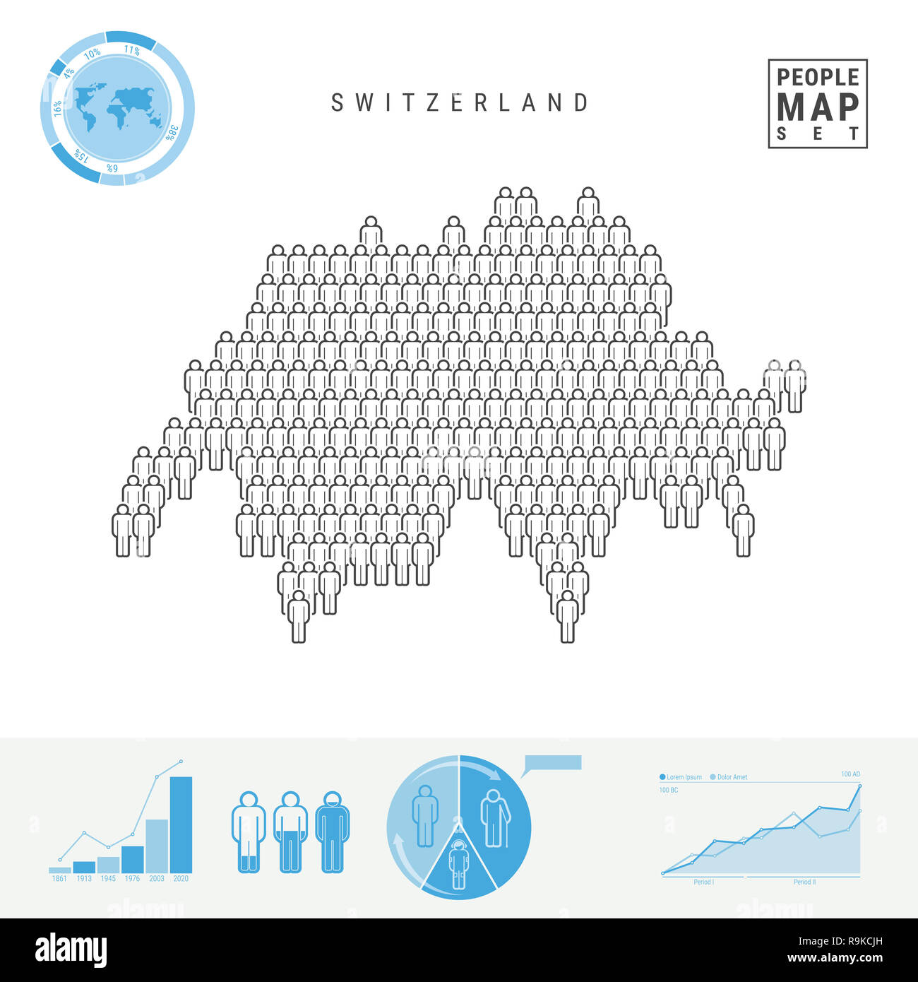 Switzerland People Icon Map. People Crowd in the Shape of a Map of ...
