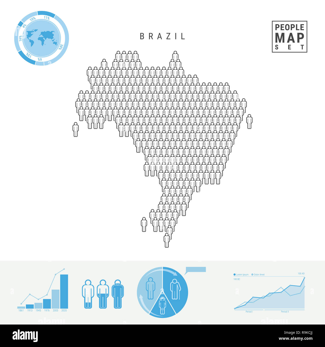 Brazil People Icon Map. People Crowd in the Shape of a Map of Brazil ...